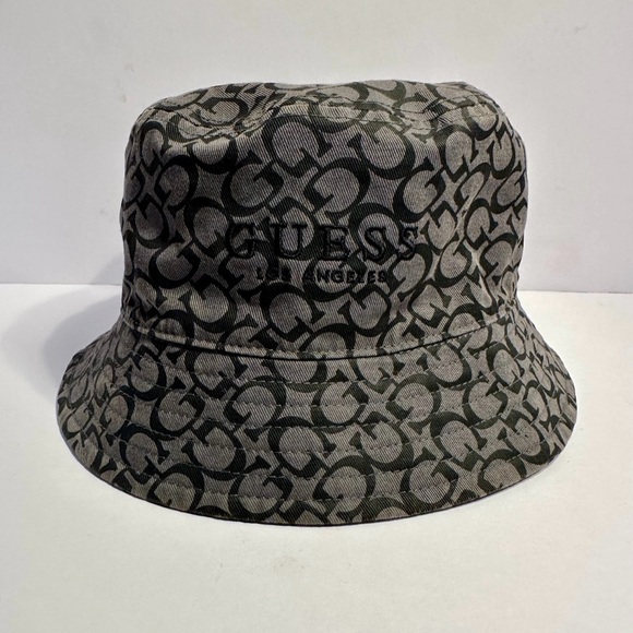 Guess | Accessories | Guess Black And Gray Monogram Bucket Hat | Poshmark